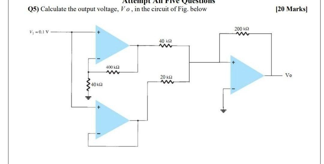 Solved Q5) Calculate the output voltage, Vo, in the circuit | Chegg.com
