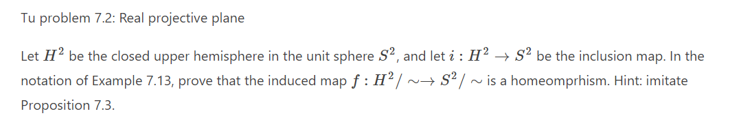Solved Tu problem 7.2: Real projective plane Let H2 be the | Chegg.com