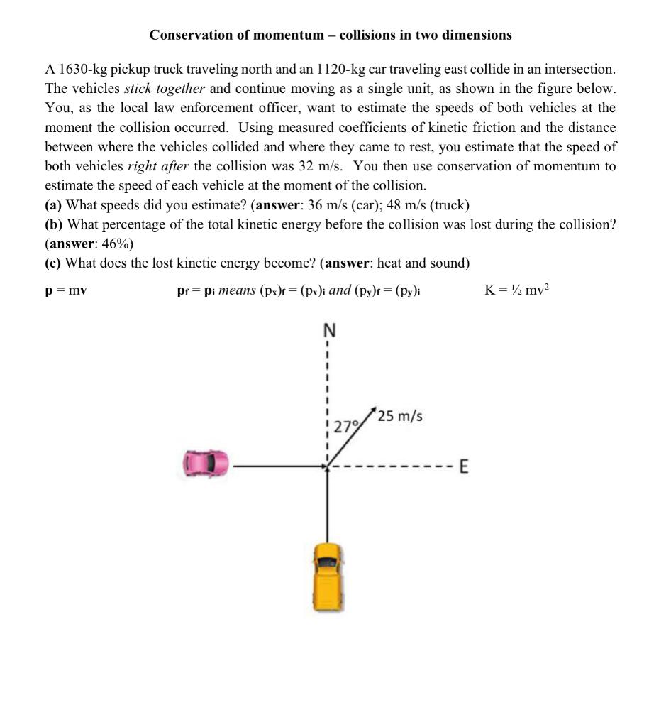 Solved Conservation of momentum - collisions in two | Chegg.com
