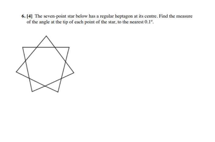 Solved 6. [4] The seven-point star below has a regular | Chegg.com