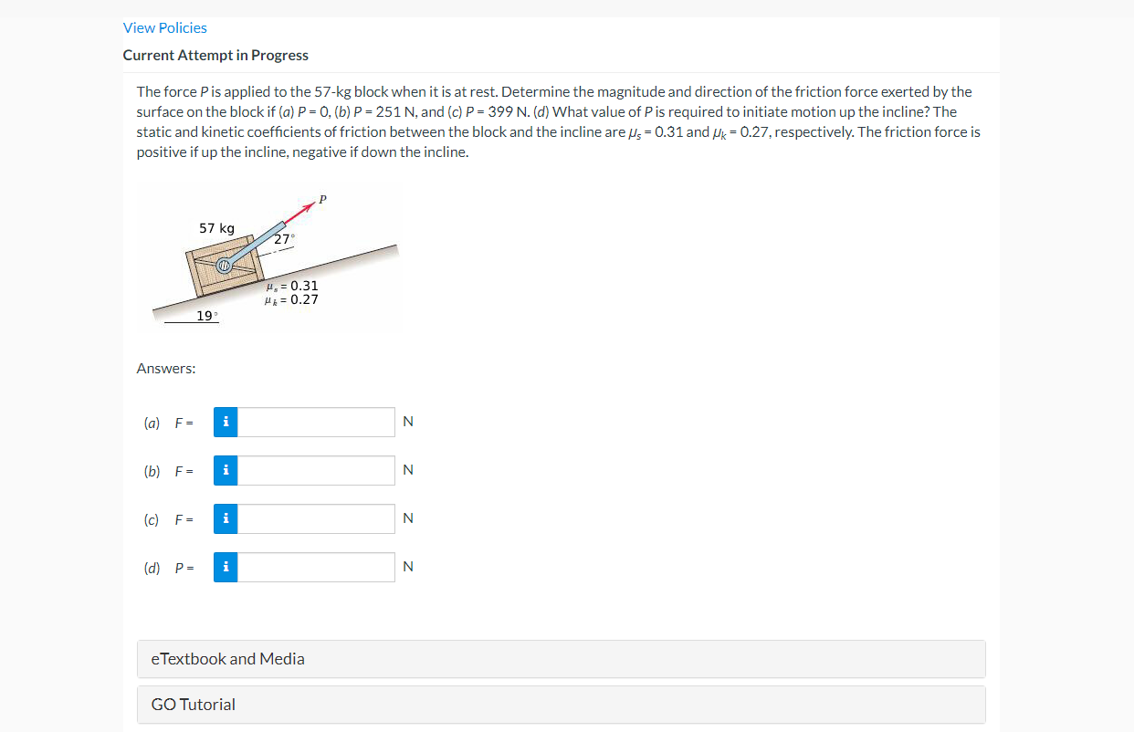 Solved The force P is applied to the 57-kg block when it is | Chegg.com