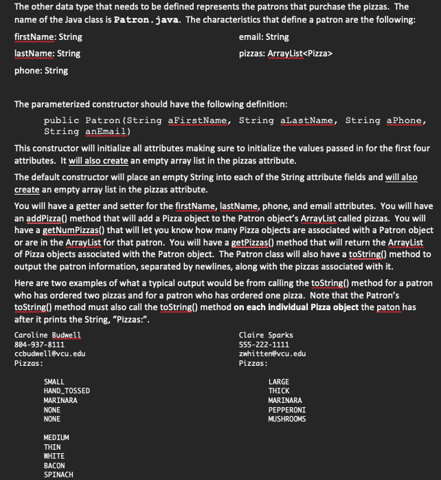 Solved Programming Project 6 - The Pizza Experience the | Chegg.com