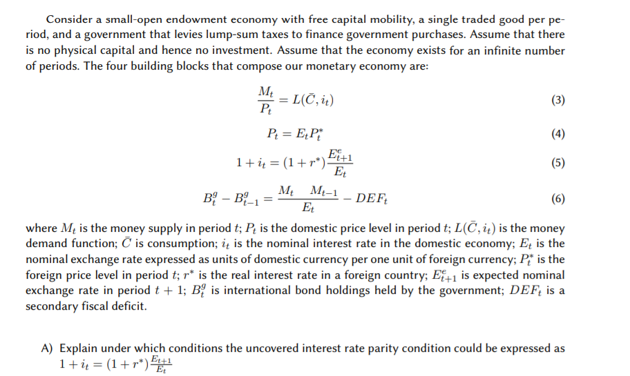 Solved Consider a small-open endowment economy with free | Chegg.com