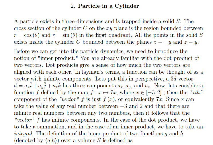 Solved 2. Particle in a Cylinder A particle exists in three | Chegg.com