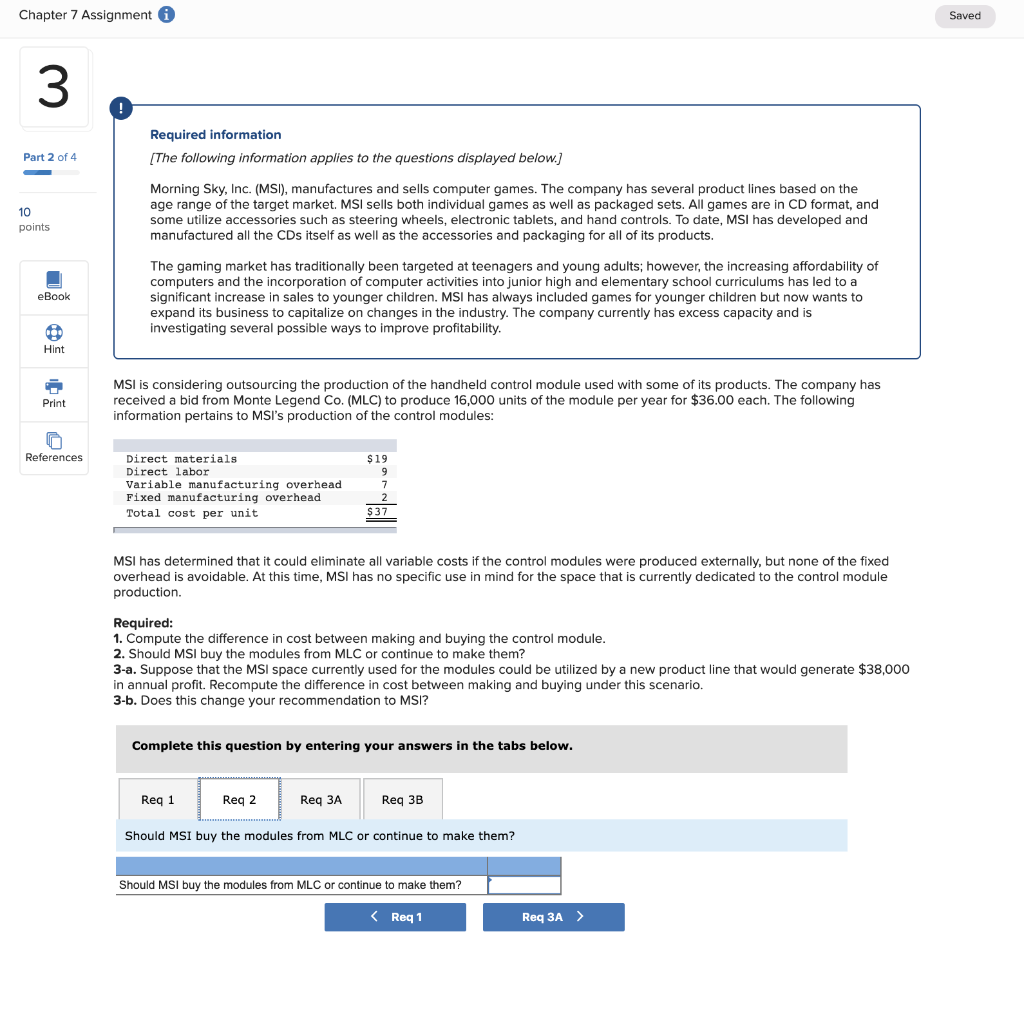 Solved Chapter 7 Assignment i Saved Required information | Chegg.com