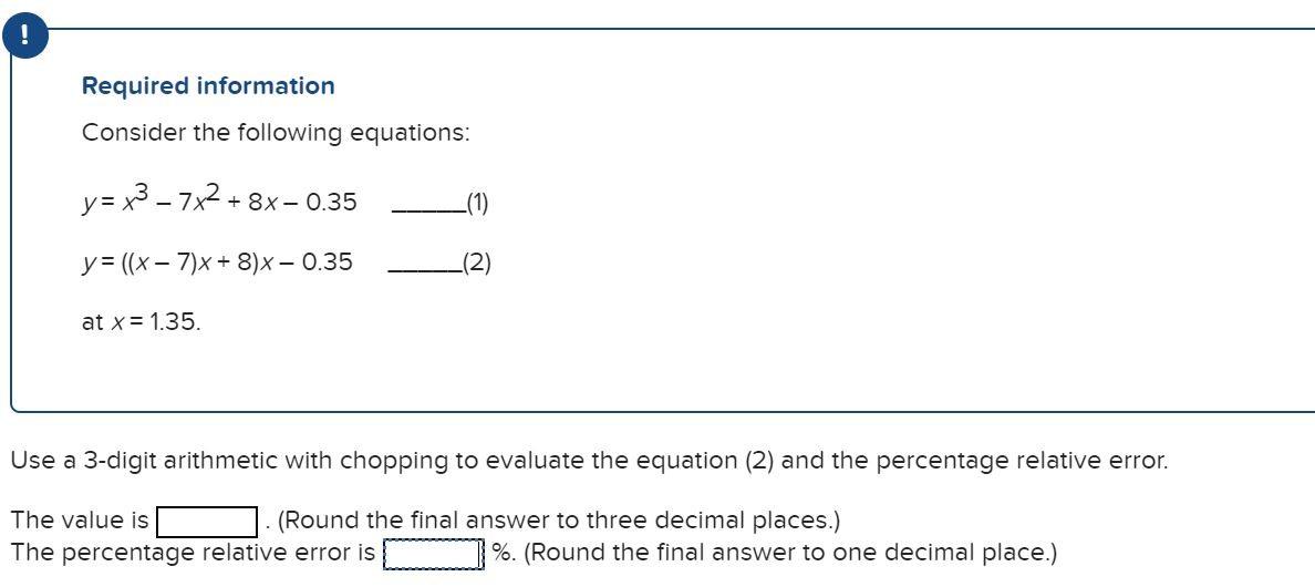 Solved ! Required information Consider the following | Chegg.com