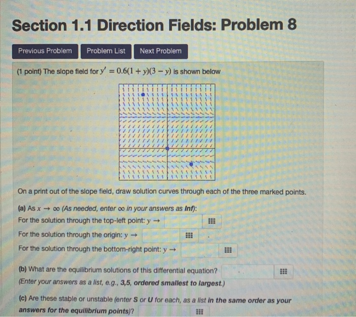 Solved Section 1 1 Direction Fields Problem 8 Previous