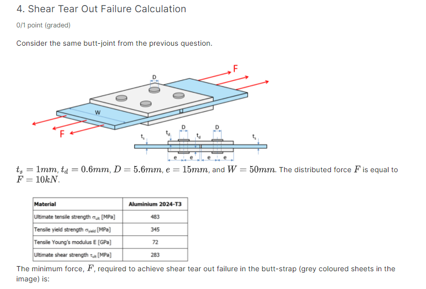 Solved 2. Net Section Tension Failure Calculation 0/1 point | Chegg.com