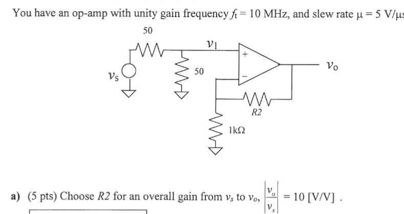 Solved You have an op-amp with unity gain frequency | Chegg.com