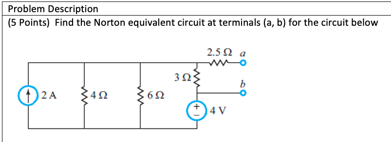 Solved Problem Description (5 Points) Find the Norton | Chegg.com