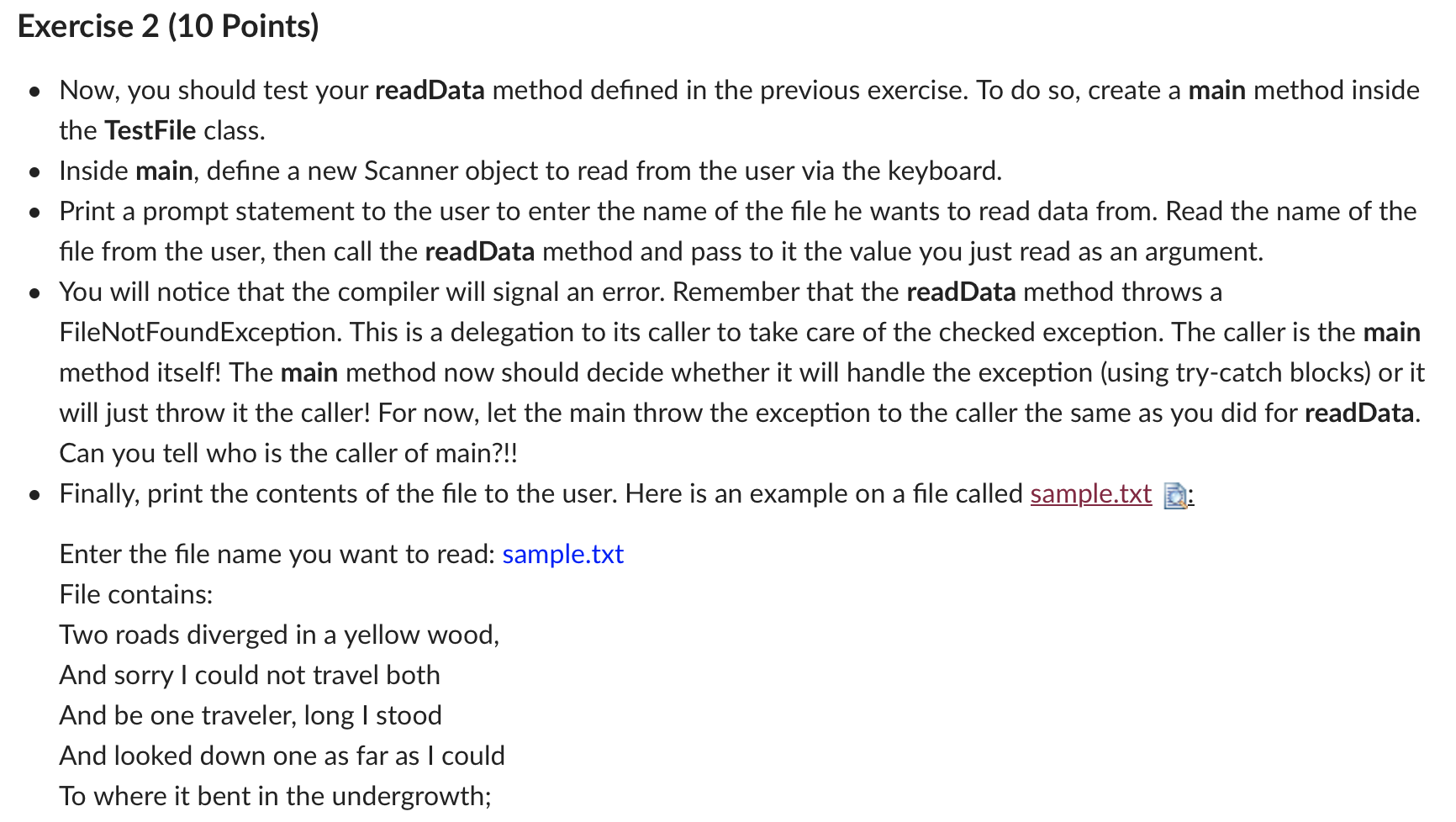 Solved Exercise 2 (10 Points) • Now, you should test your | Chegg.com