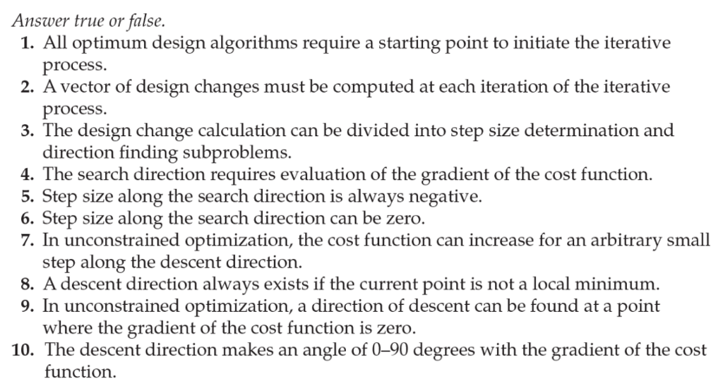 Solved Answer true or false. 1. All optimum design | Chegg.com