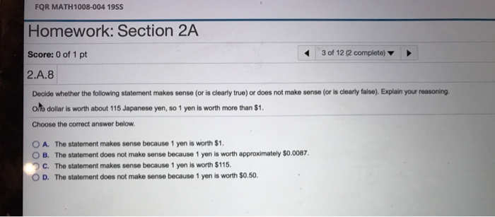 Solved FQR MATH1008-004 19SS Homework: Section 2A Score: 0 | Chegg.com
