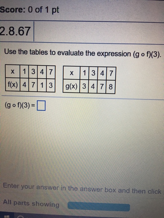 Solved Use the tables to evaluate the expression (g o f) | Chegg.com
