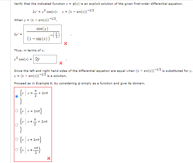 Solved Verify that the indicated function y=φ(x) ﻿is an | Chegg.com