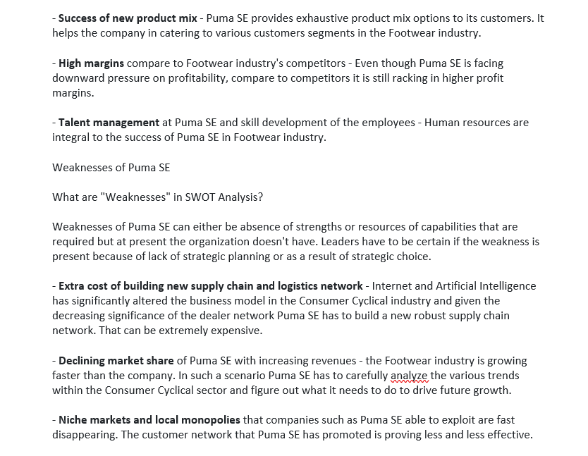 Solved In your Own word, detail SWOT Analysis in own words | Chegg.com
