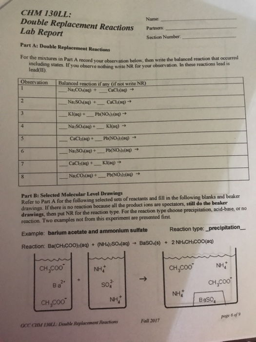 Solved: CHM 130LL: Double Replacement Reactions Lab Report... | Chegg.com