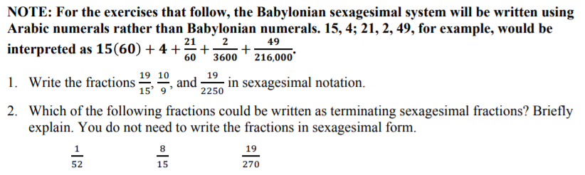 Solved NOTE: For the exercises that follow, the Babylonian | Chegg.com