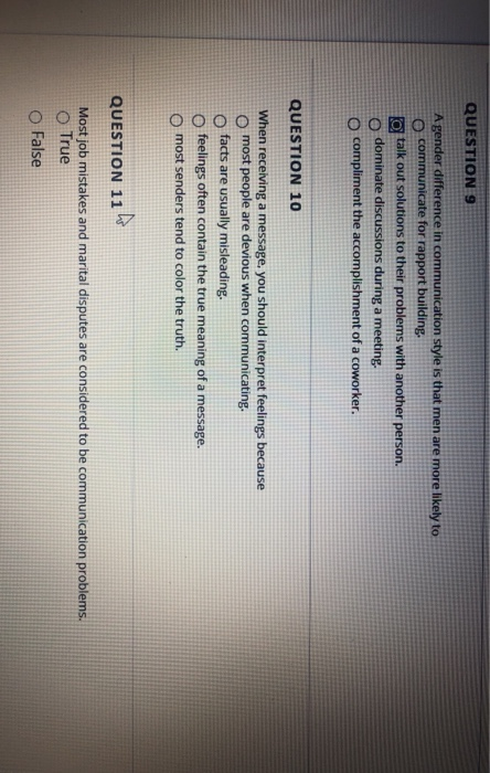 Solved QUESTION 9 A gender difference in communication style | Chegg.com