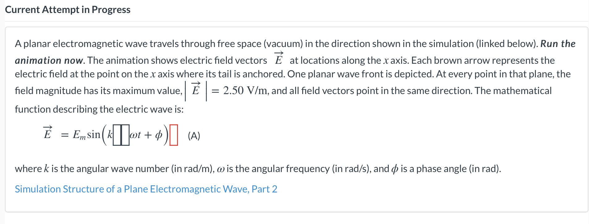 Solved Current Attempt in Progress A planar electromagnetic | Chegg.com