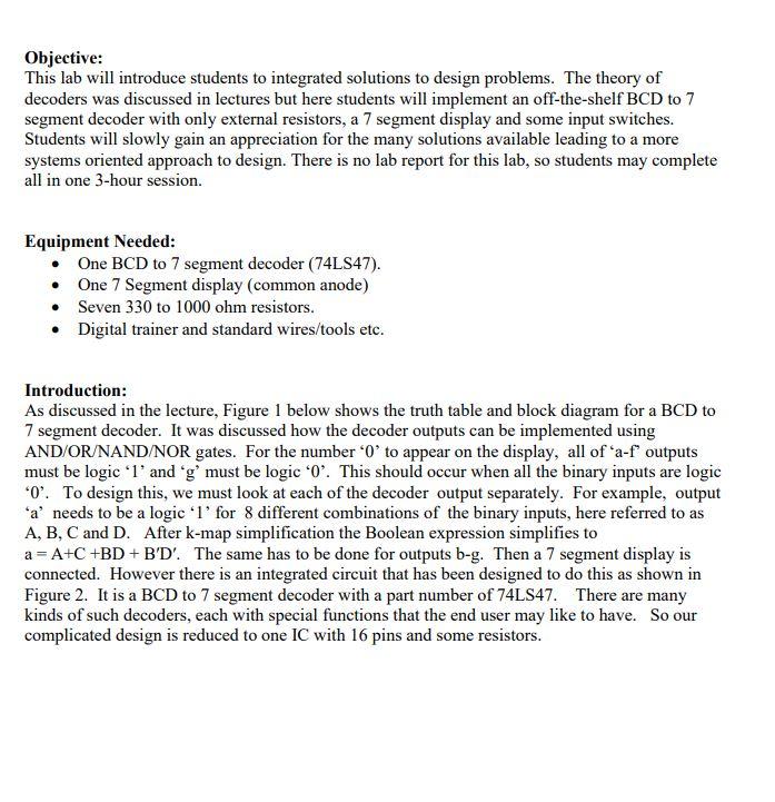 Solved Objective: This lab will introduce students to | Chegg.com