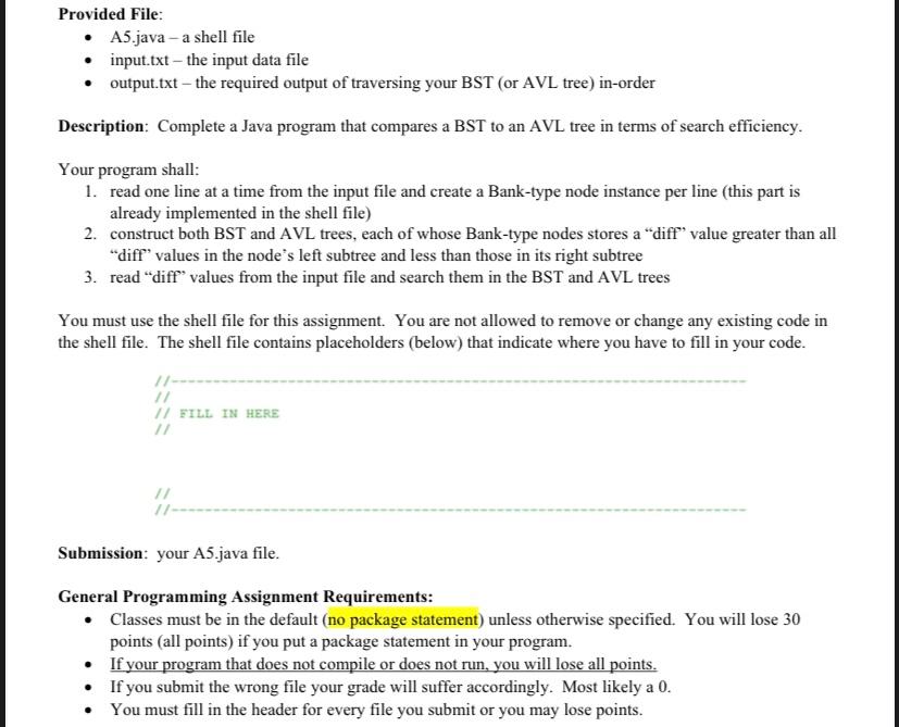 Solved Using java, fill in the missing parts in the | Chegg.com