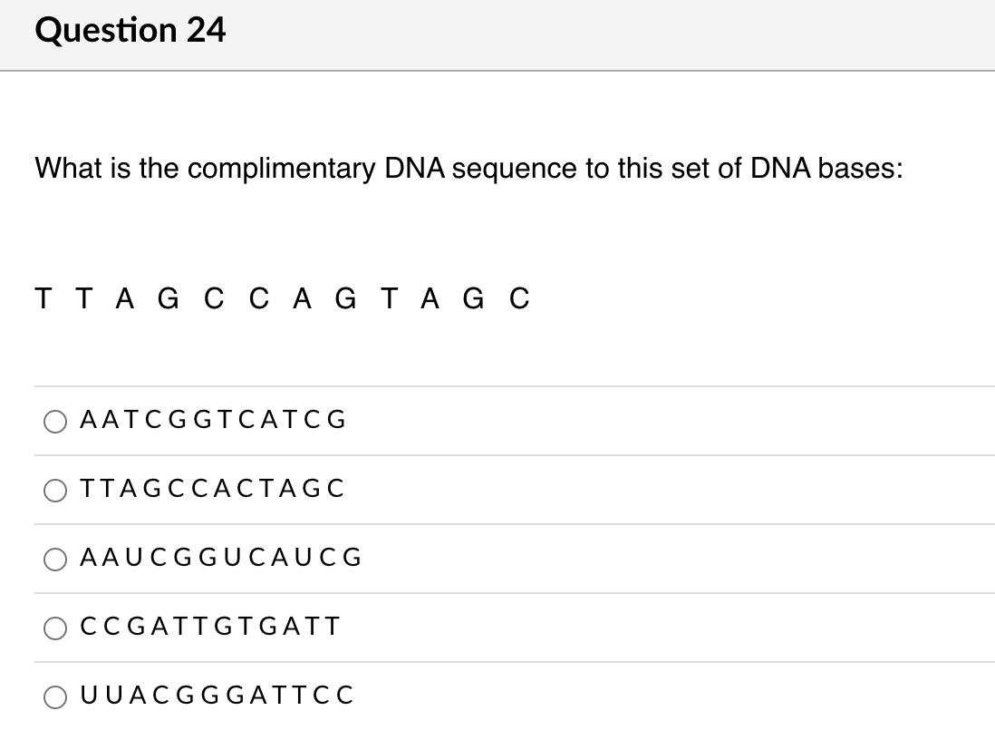 Solved What is the complimentary DNA sequence to this set of | Chegg.com