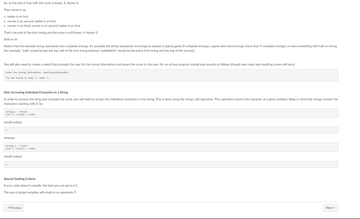 Solved that decodes the the inning information string and | Chegg.com