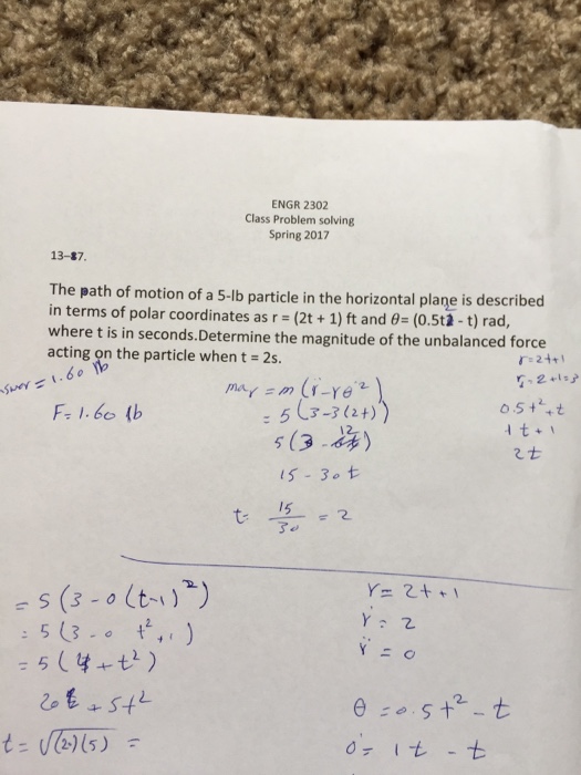 Solved The path of motion of a 5-lb particle in the | Chegg.com