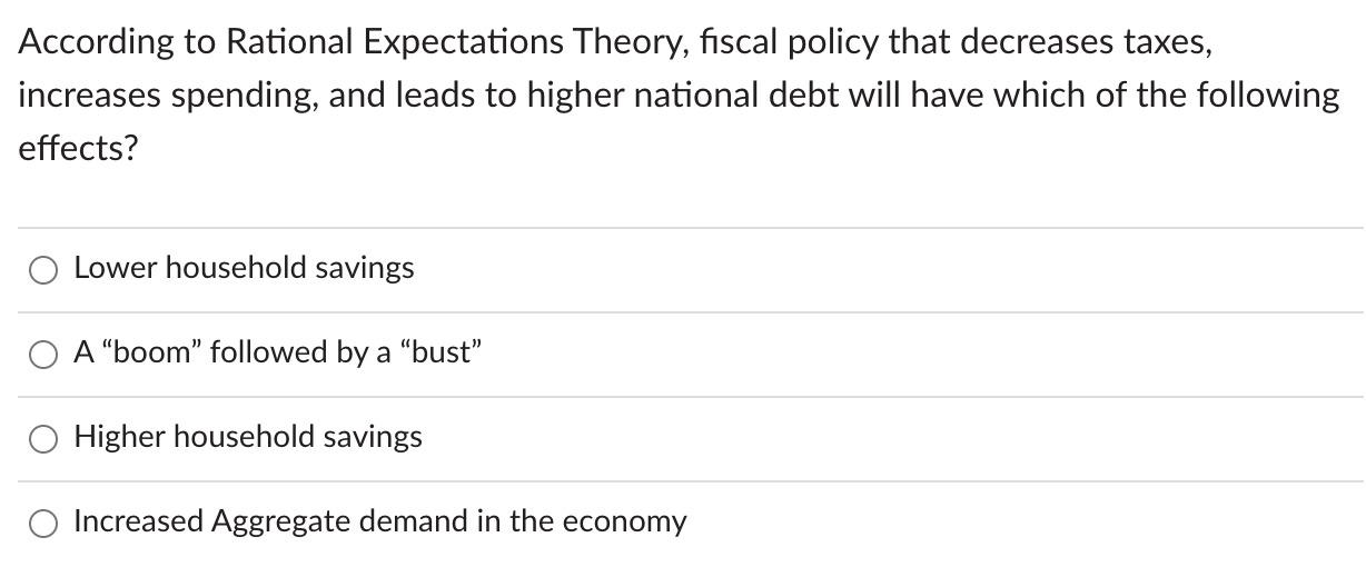 Solved According to Rational Expectations Theory, fiscal | Chegg.com