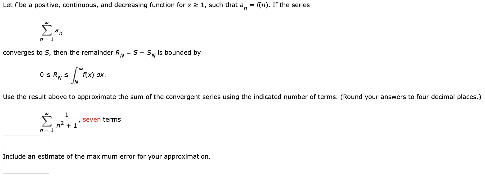 Solved Let f be a positive, continuous, and decreasing | Chegg.com