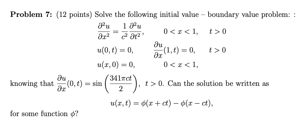 Solved c2 at2' Problem 7: (12 points) Solve the following | Chegg.com
