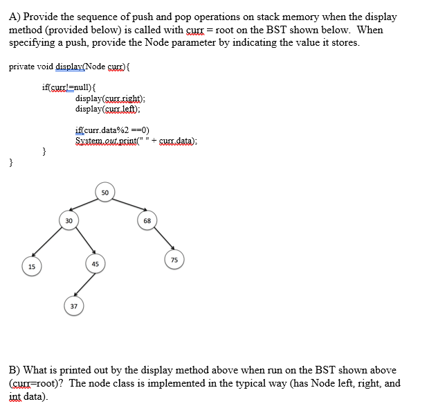 Solved A) Provide the sequence of push and pop operations on | Chegg.com