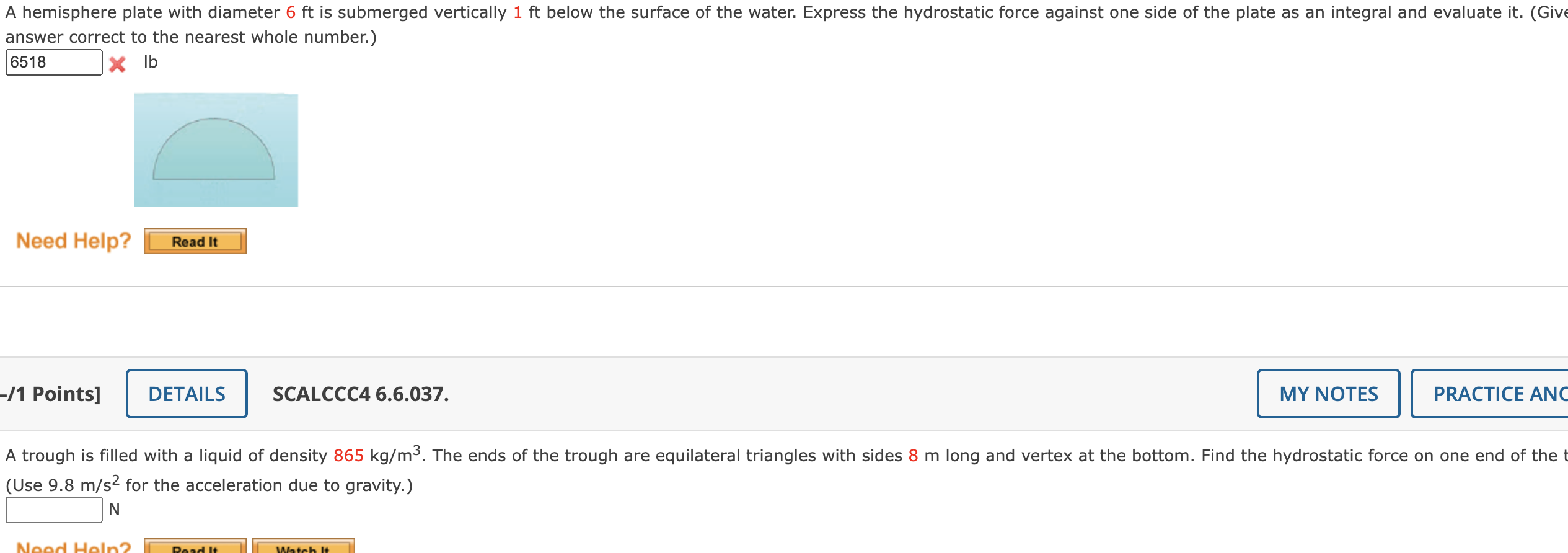Solved A hemisphere plate with diameter 6 ft is submerged | Chegg.com