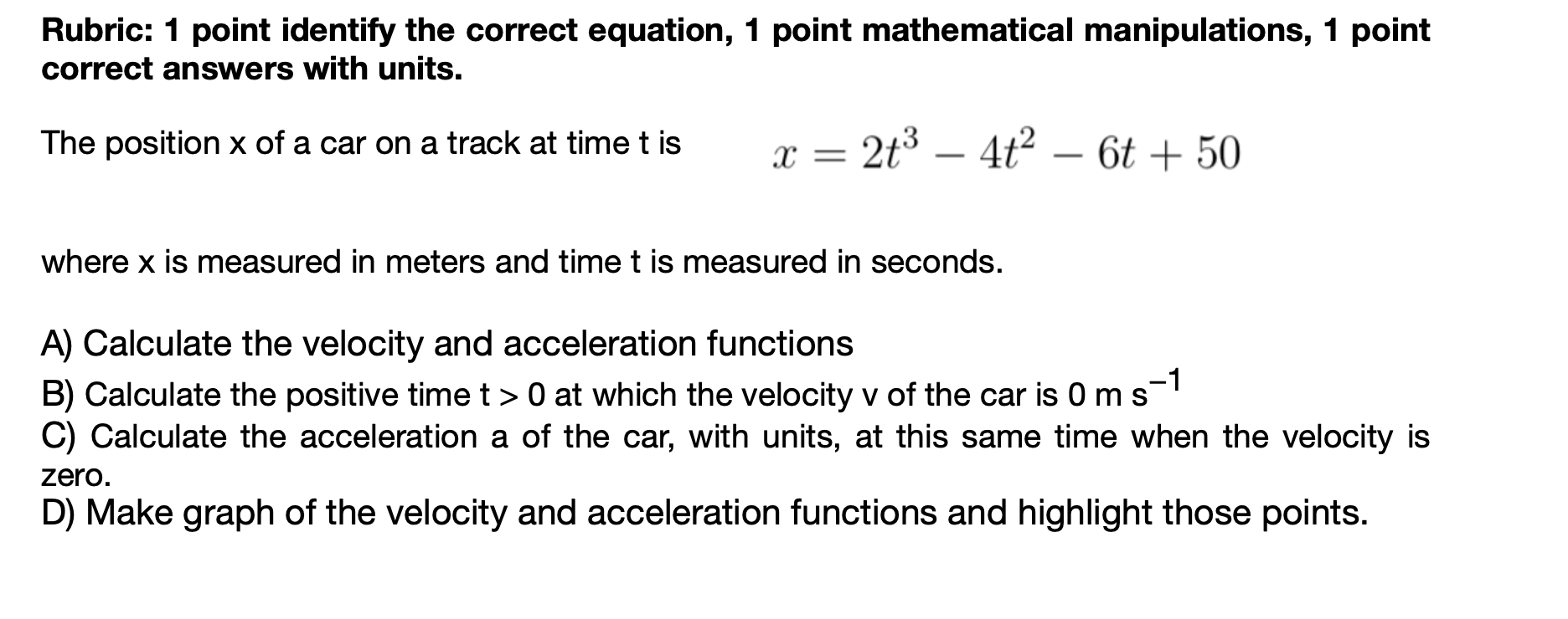 Solved Rubric: 1 ﻿point identify the correct equation, 1 | Chegg.com