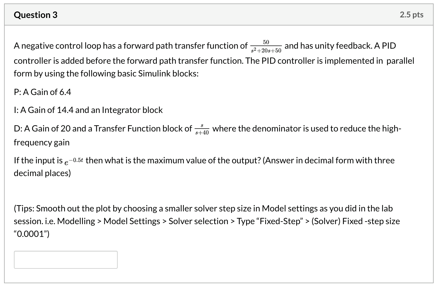 Question 3 2.5 pts 50 $2+20s+50 A negative control | Chegg.com