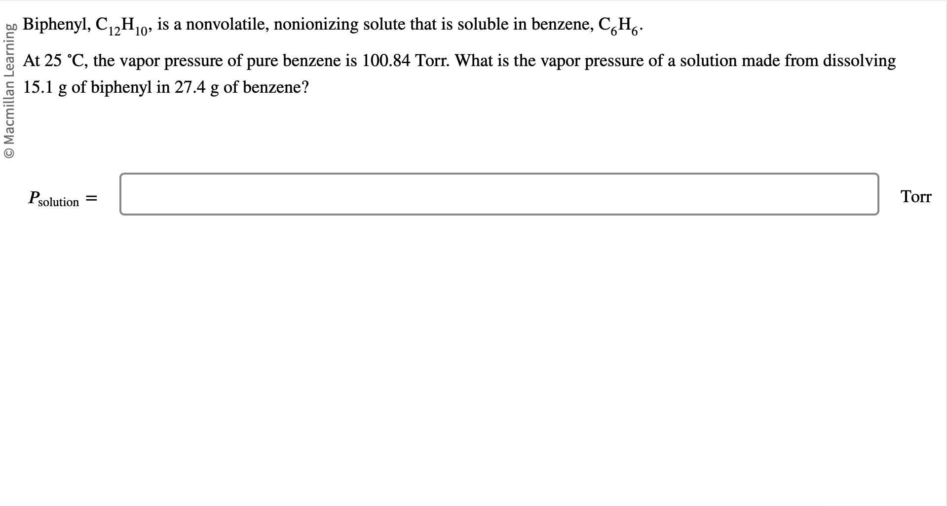 Solved Biphenyl, C12H10, is a nonvolatile, nonionizing | Chegg.com