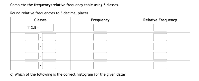 Complete the frequency/relative frequency table using | Chegg.com