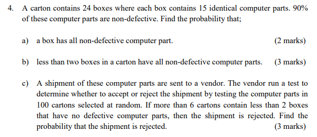 Solved 4. A carton contains 24 boxes where each box contains | Chegg.com