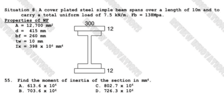 Solved Situation 8. A cover plated steel simple beam spans | Chegg.com