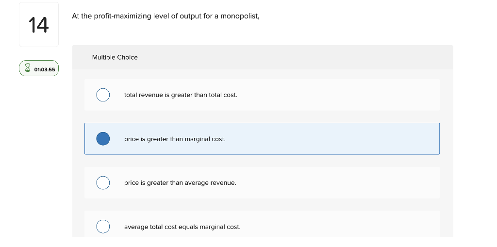 Solved At the profit-maximizing level of output for a | Chegg.com