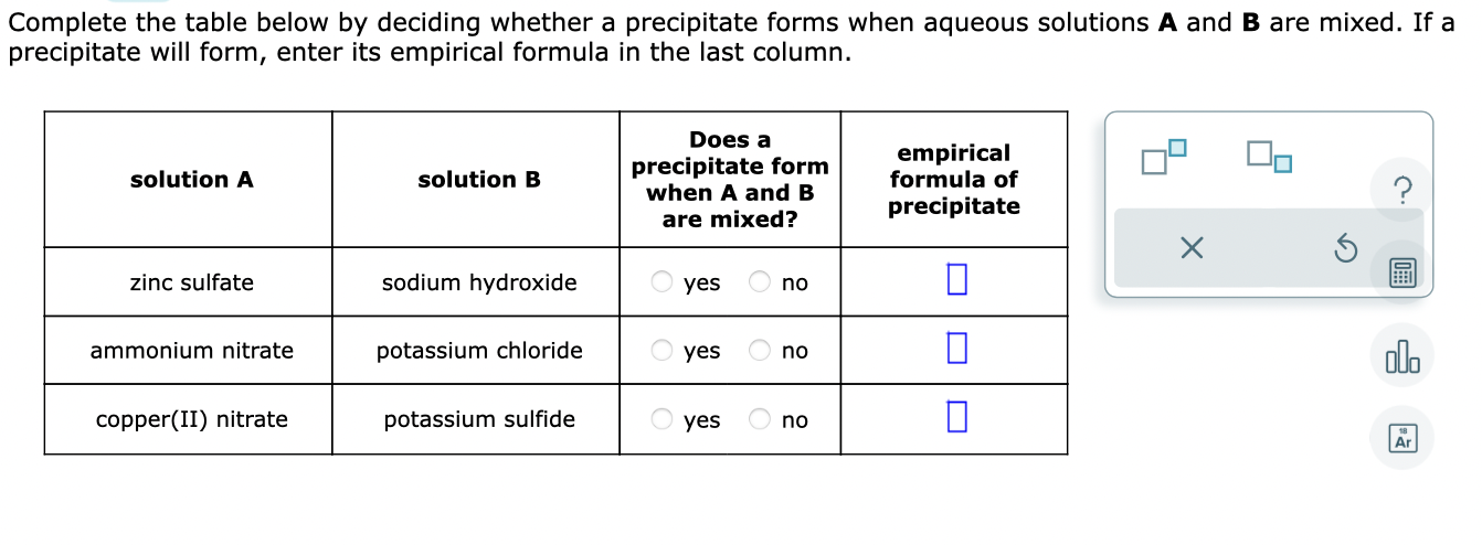 Solved Complete the table below by deciding whether a | Chegg.com