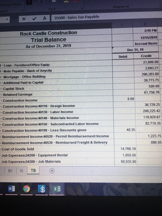 L67 A B C D E Rock Castle Construction Balance Sheet | Chegg.com