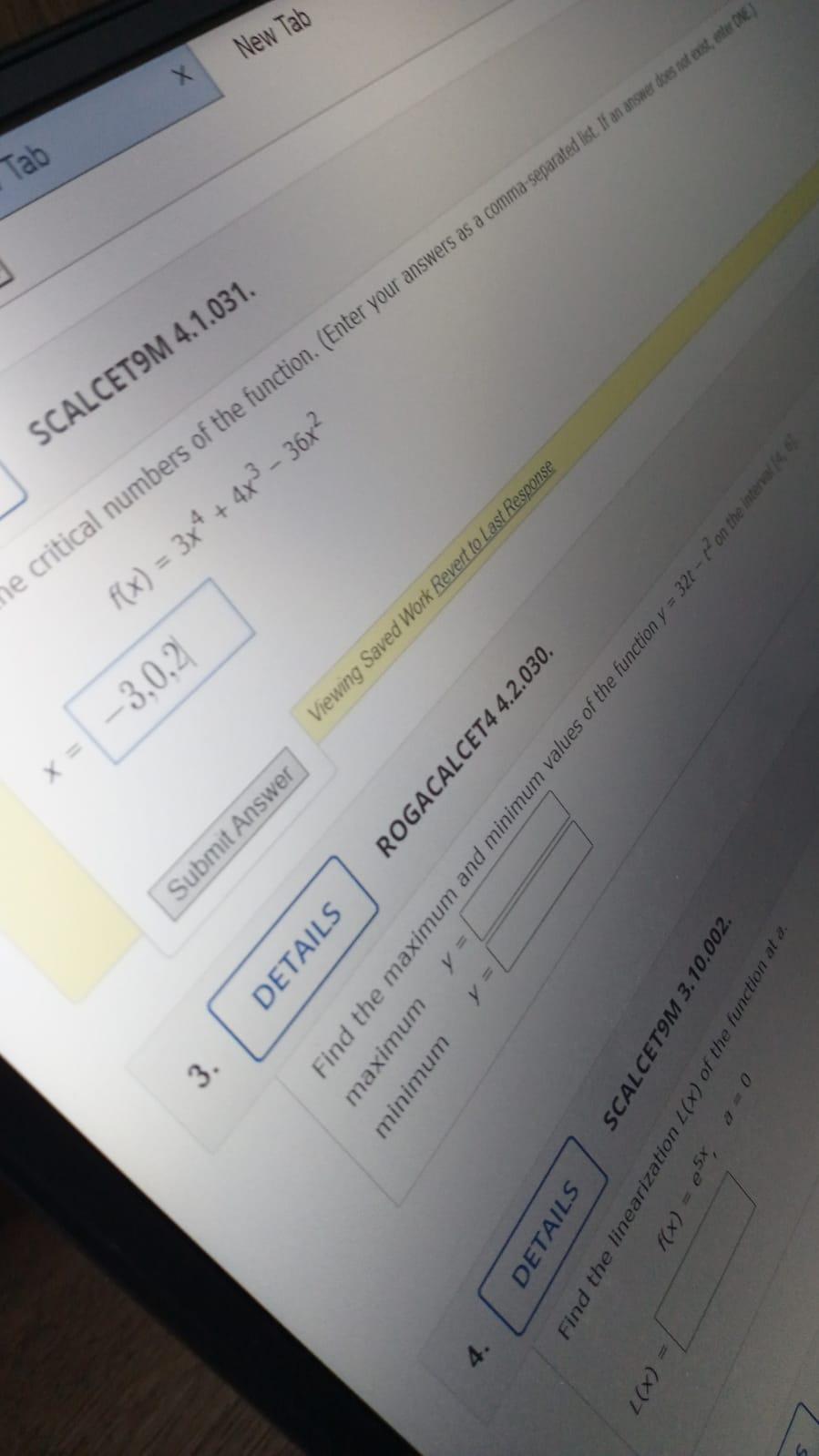 Solved Tab -3,0,2 3. f(x) = 3x² + 4x3 – 36x² SCALCET9M | Chegg.com