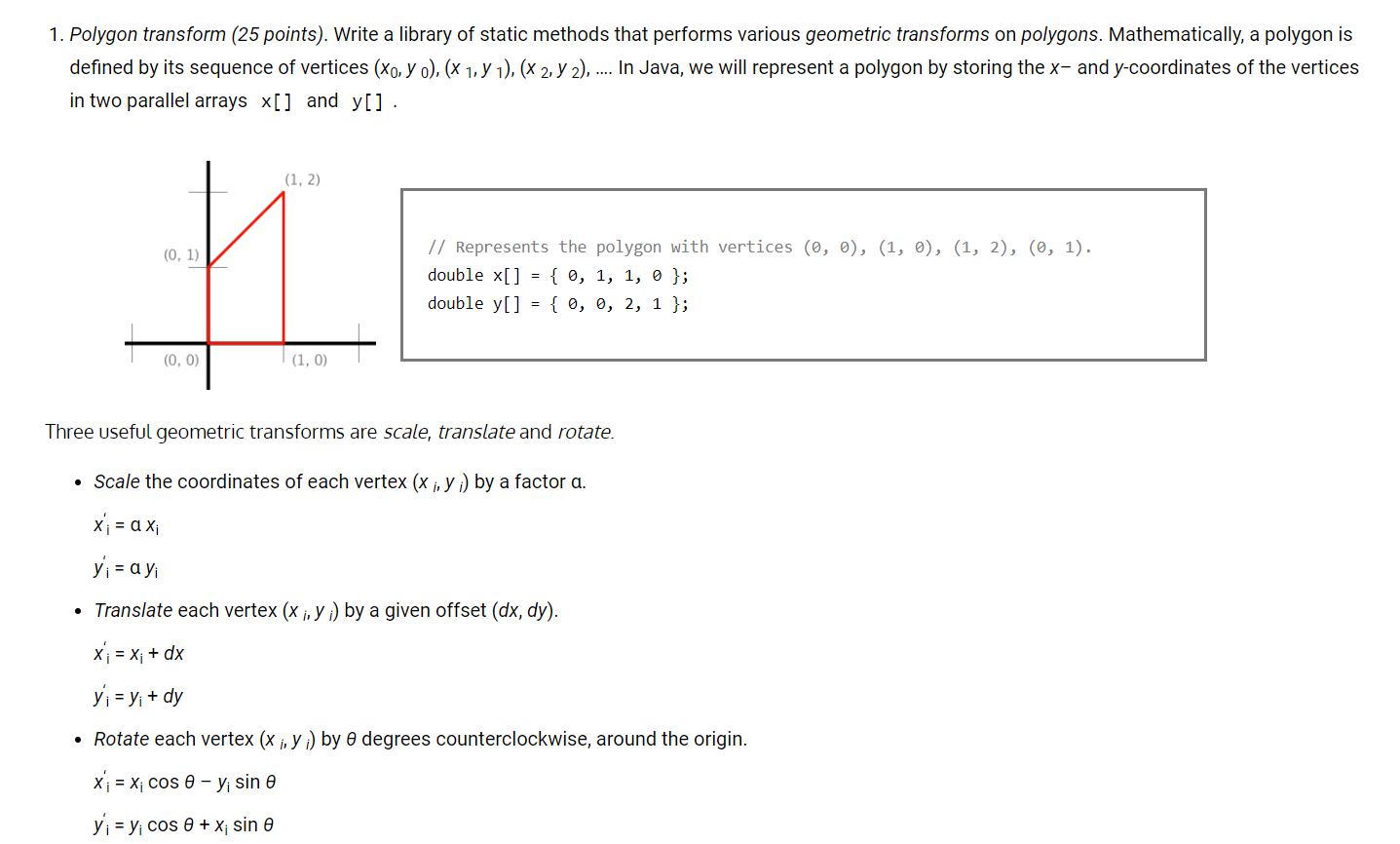 1. Polygon transform (25 points). Write a library of | Chegg.com
