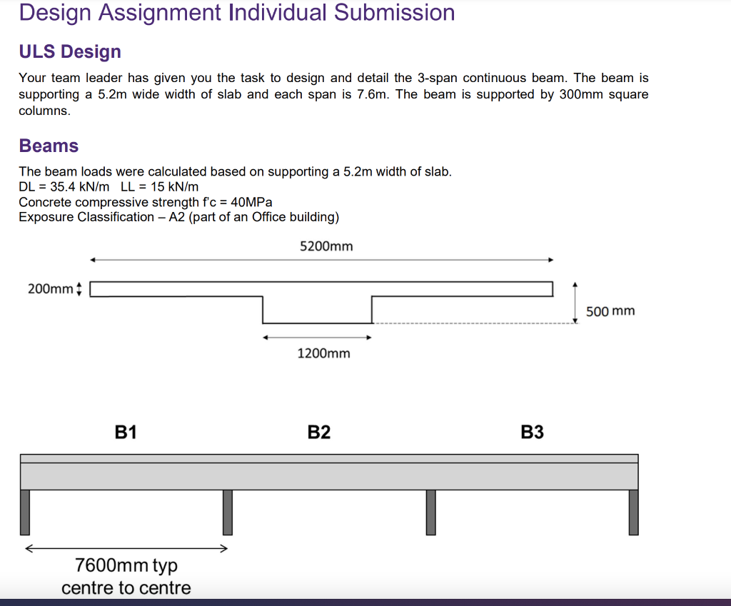 Design Assignment Individual Submission ULS Design | Chegg.com