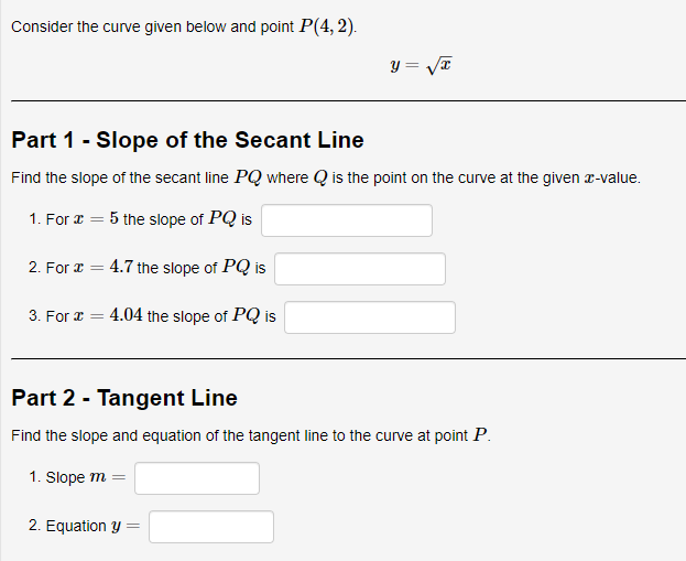 Solved Consider the curve given below and point P(4,2). y=x | Chegg.com