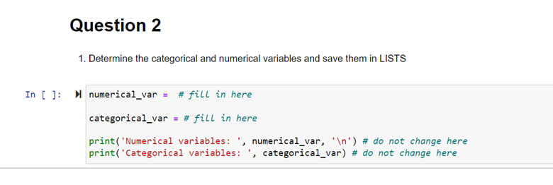 Solved Question 2 1. Determine the categorical and numerical | Chegg.com