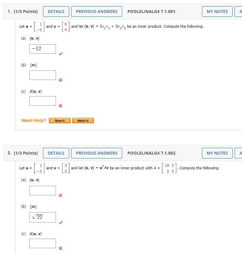 Solved 1. (1/3 Points] DETAILS PREVIOUS ANSWERS POOLELINALG4 | Chegg.com