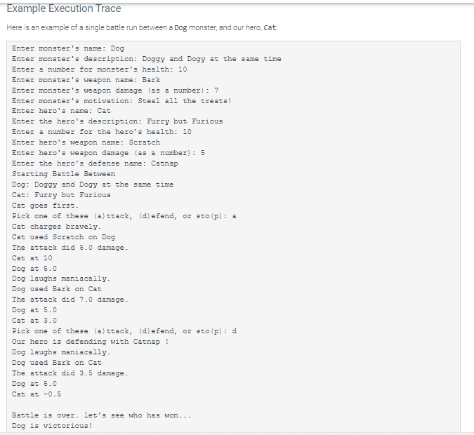 Solved Monster Battle In this lab we will create a battle | Chegg.com